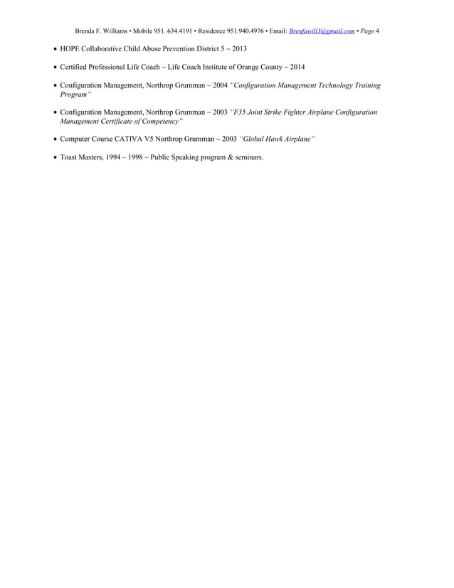 Brenda Williams_Curriculum Vitae | PDF