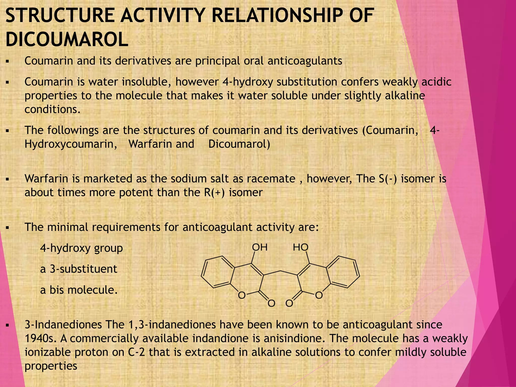 Dicoumarol THE MOST COMMONLY USED DRUG | PPTX