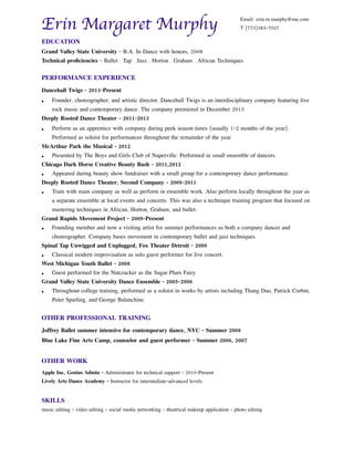 Official Dance Resume | PDF