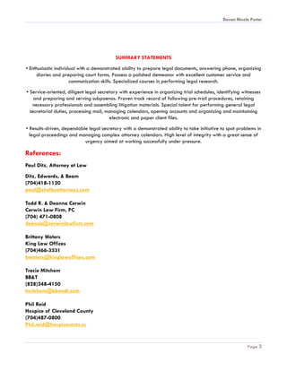 Legal Assistant Resume Devan Porter | PDF