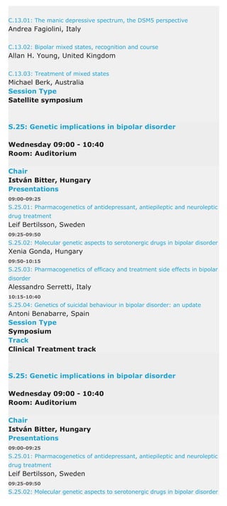 Programa sobre Trastorno Bipolar del 26 ECNP Barcelona 2013 | PDF ...