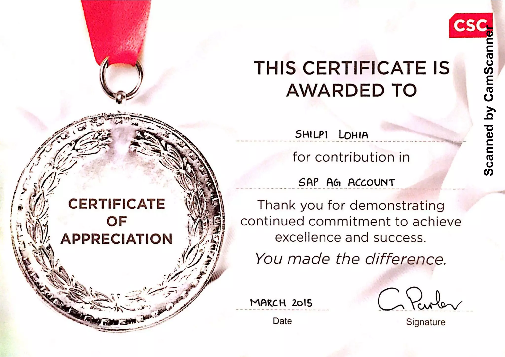 Appreciation Certificate from CSC | PDF