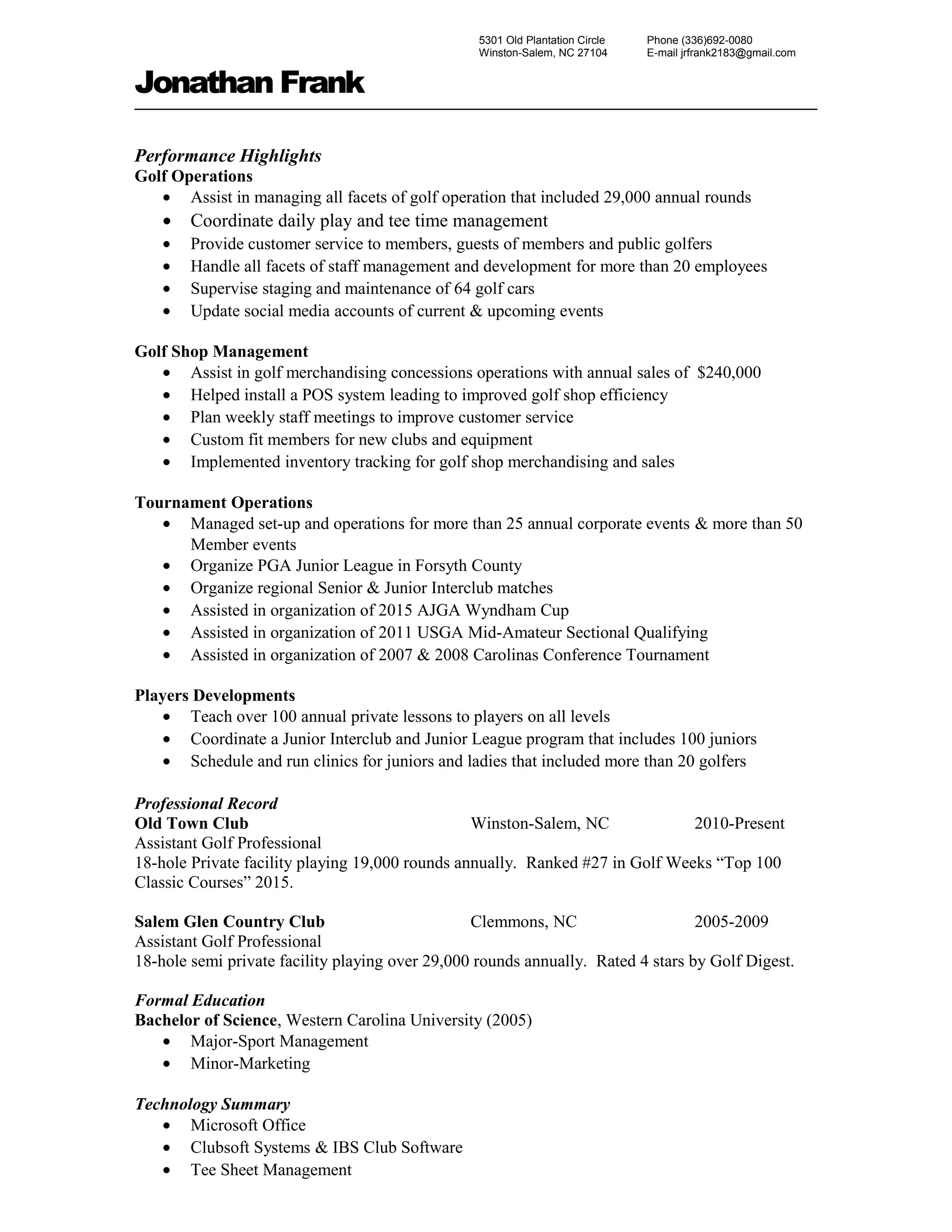 Jonathan Frank Resume 1 | DOC
