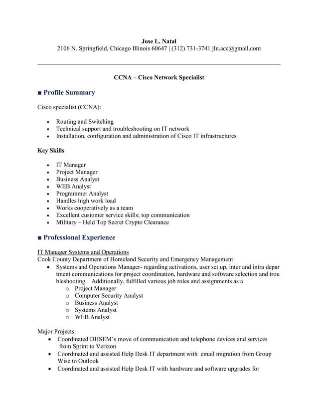 Resume 2016 CCNA | PDF