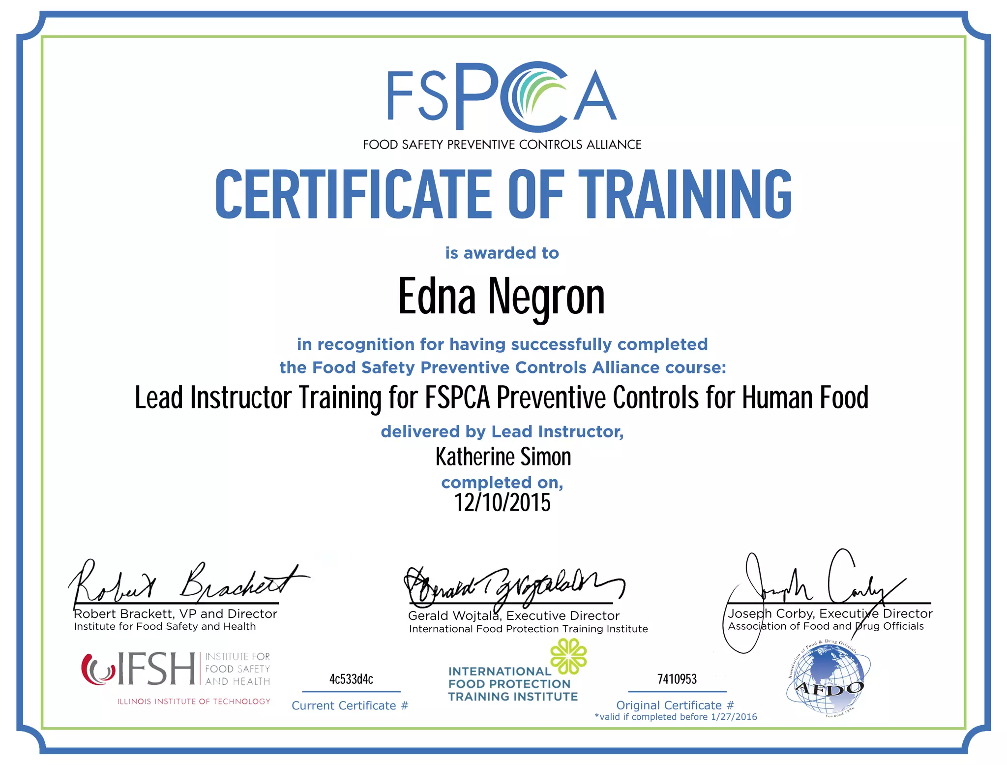 Certificados de FSPCA Edna | PPT