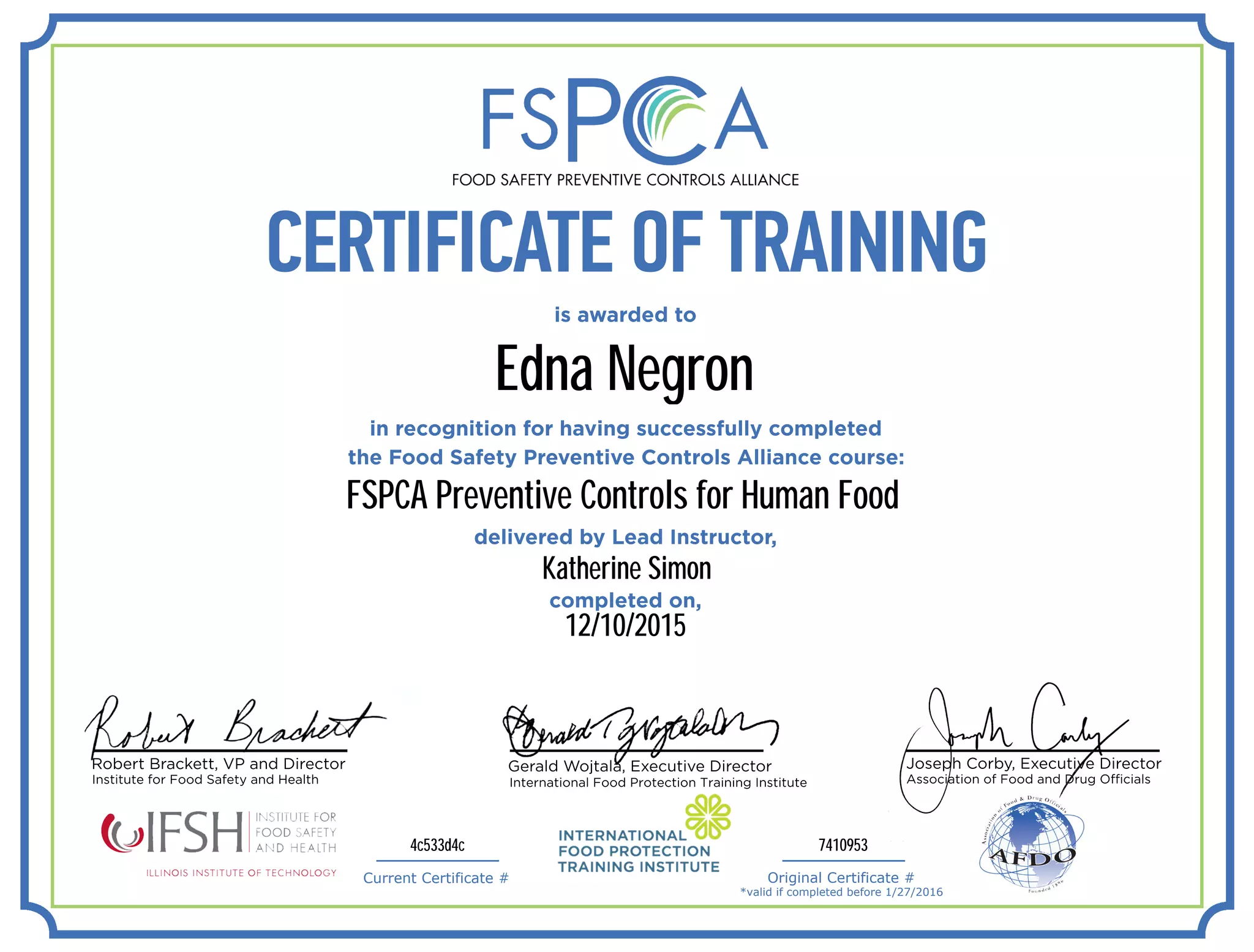 Certificados de FSPCA Edna | PPT