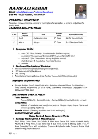 Rajib Ali CV (Final) | PDF | Civil Engineering Industry | Industries