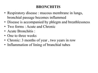 Respiratory diseases : Asthma and bronchitis | PPTX