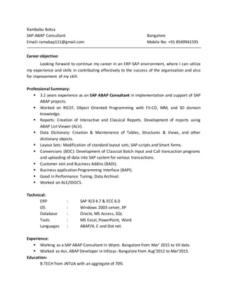 Rambabu_ABAP_Resume | PDF