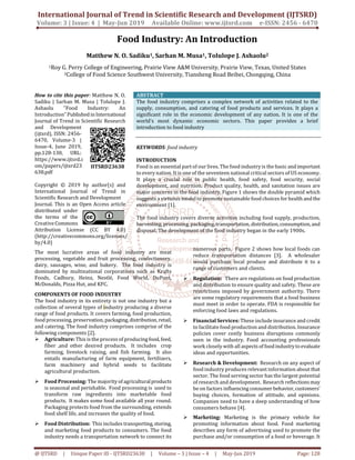 Food Industry An Introduction | PDF