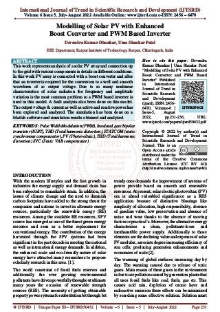 Modelling of Solar PV with Enhanced Boost Converter and PWM Based Inverter | PDF