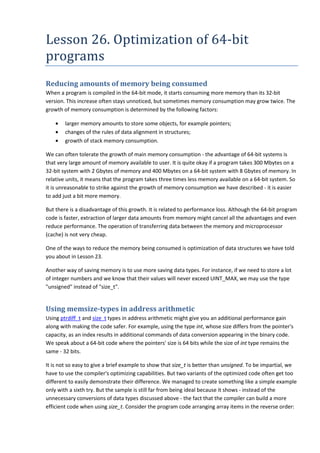 Lesson 26. Optimization of 64-bit programs | PDF
