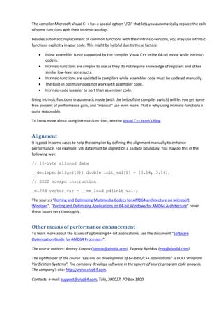 Lesson 26. Optimization of 64-bit programs | PDF