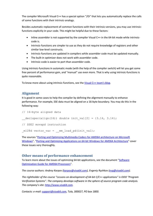 Lesson 26. Optimization of 64-bit programs | PDF