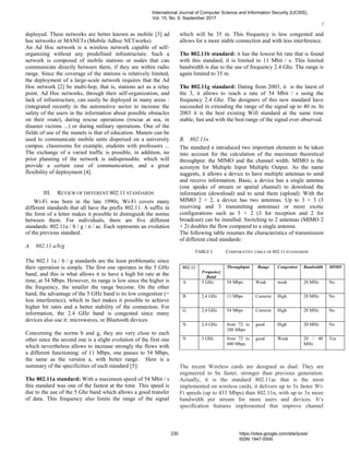 Performance comparison of Wireless IEEE 802.11 a, b, g and n used for Ad-Hoc Networks in an ...