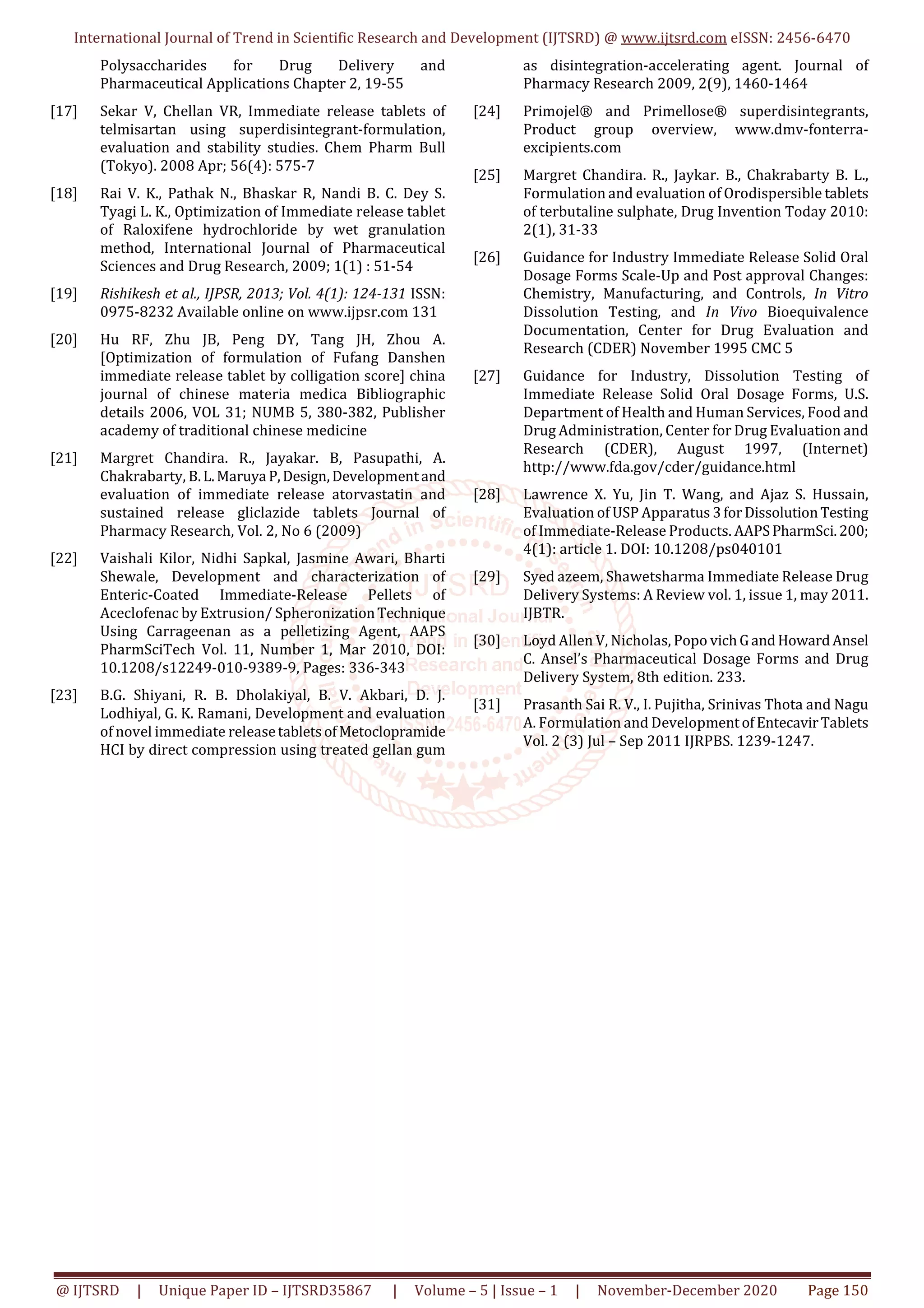 Preparation and Evaluation of Immediate Release Tablets | PDF
