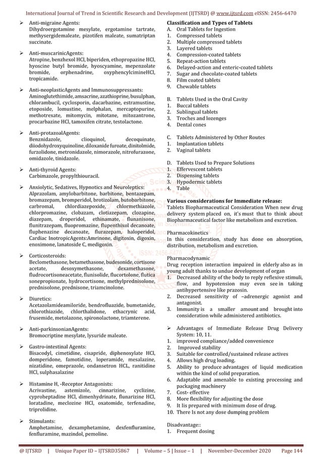 Preparation and Evaluation of Immediate Release Tablets | PDF