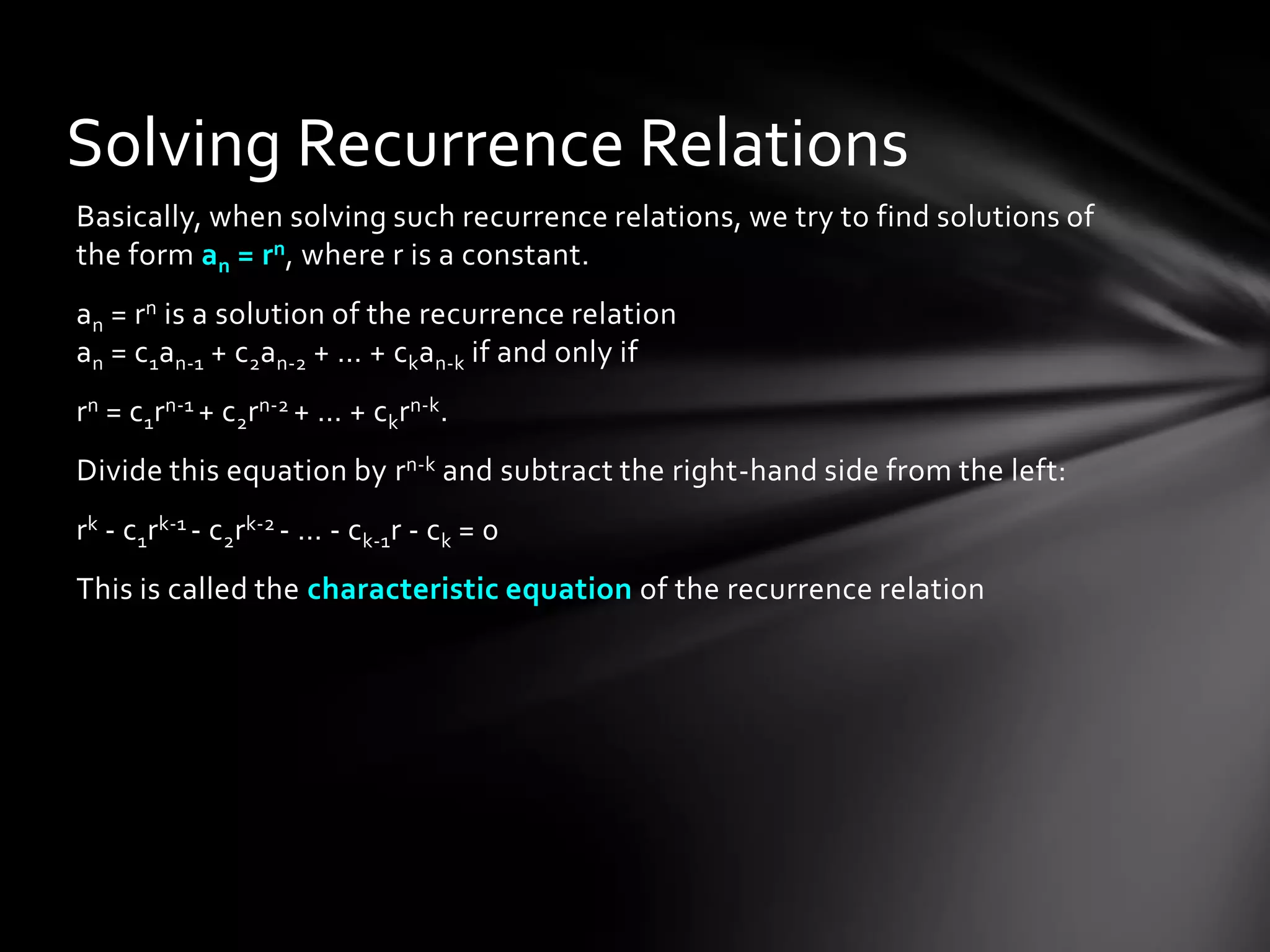 recurrence relations | PPTX