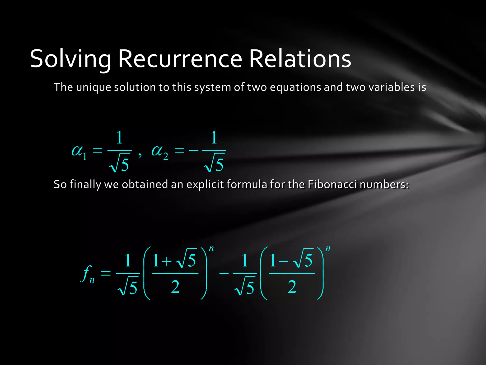 recurrence relations | PPTX