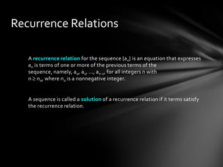 recurrence relations | PPTX