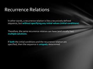 recurrence relations | PPT