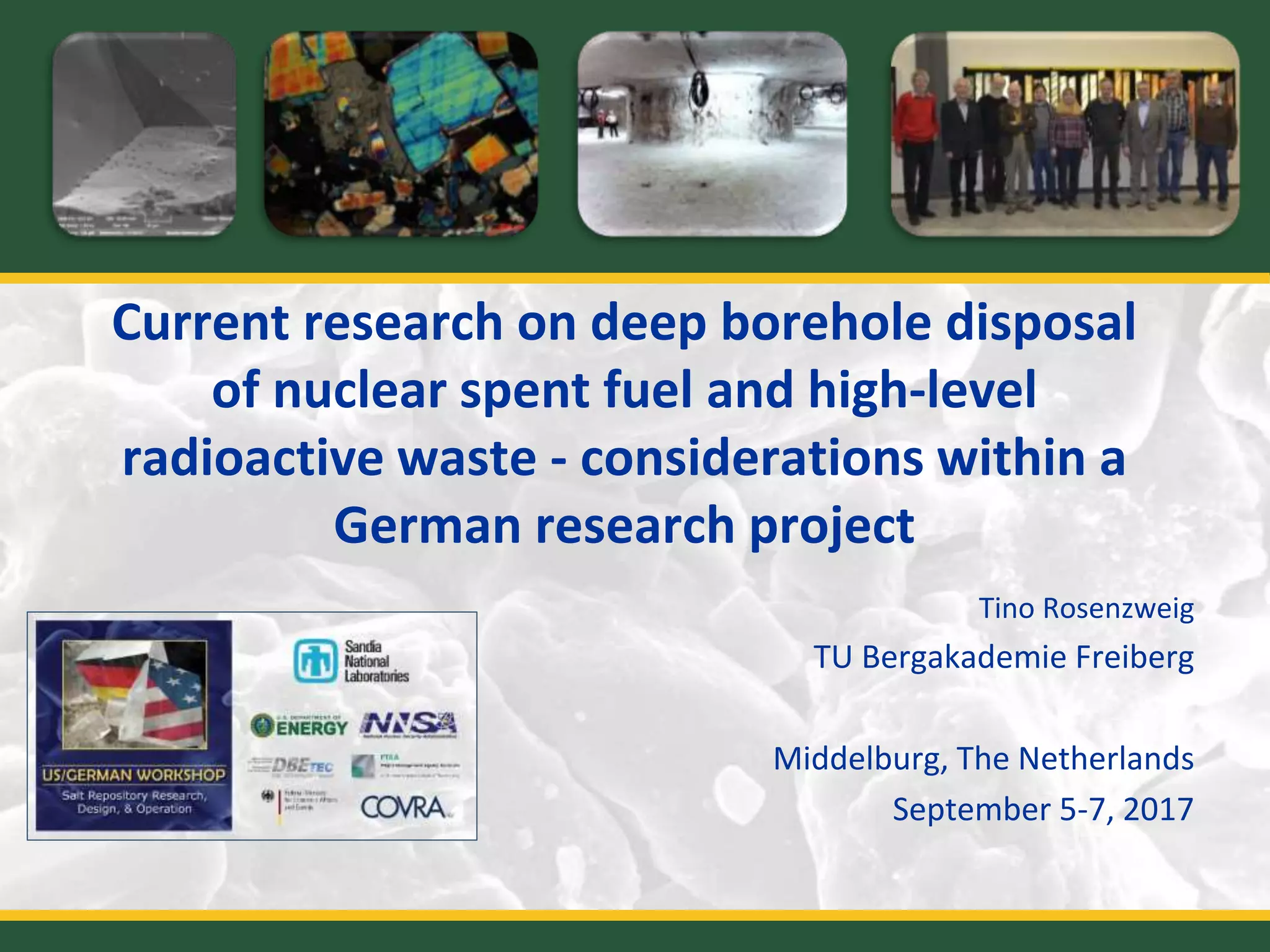 26 Current research on deep borehole disposal of nuclear spent fuel and ...