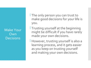 Self trust to increase your self-esteem | PPT