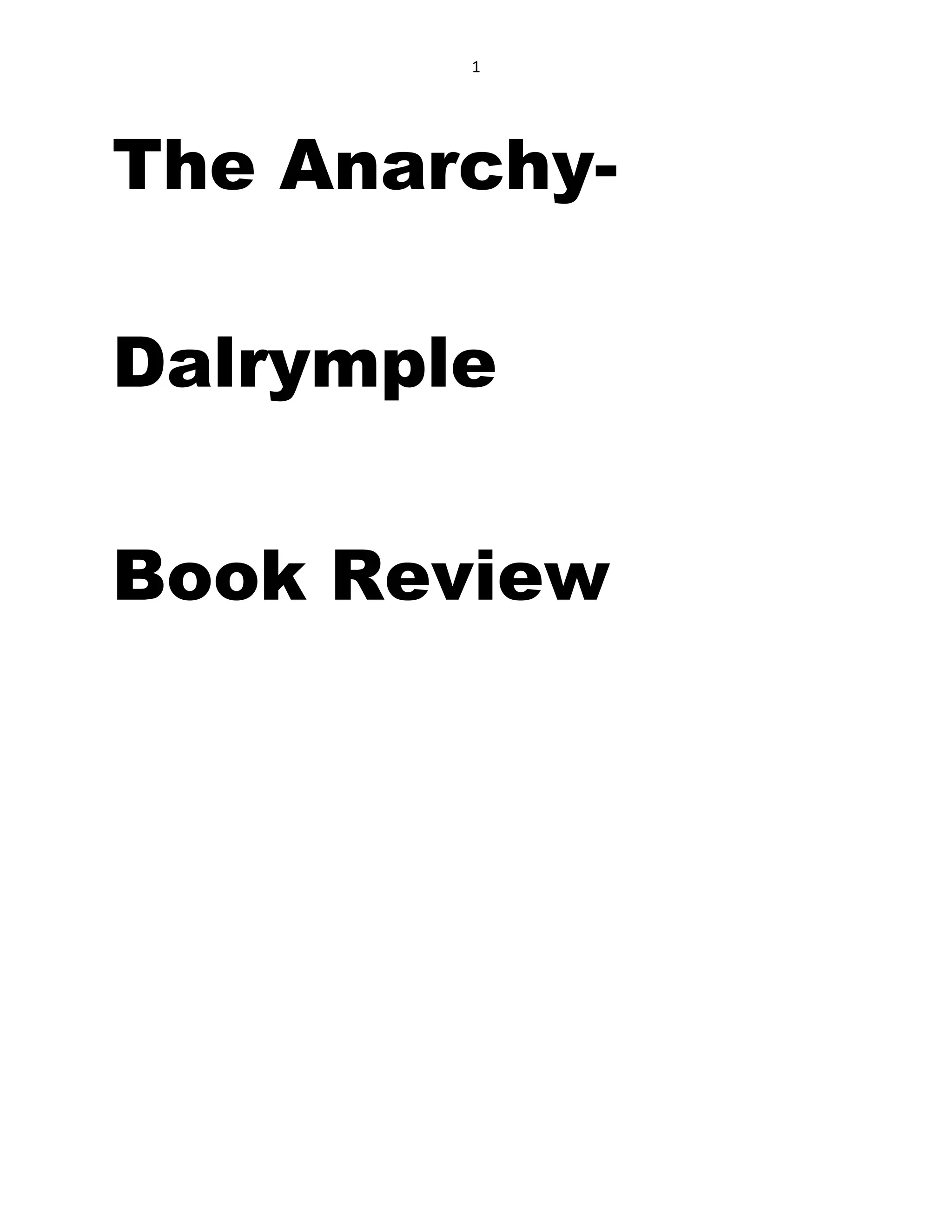 dalrymple -Anarchy Reviewed | PDF