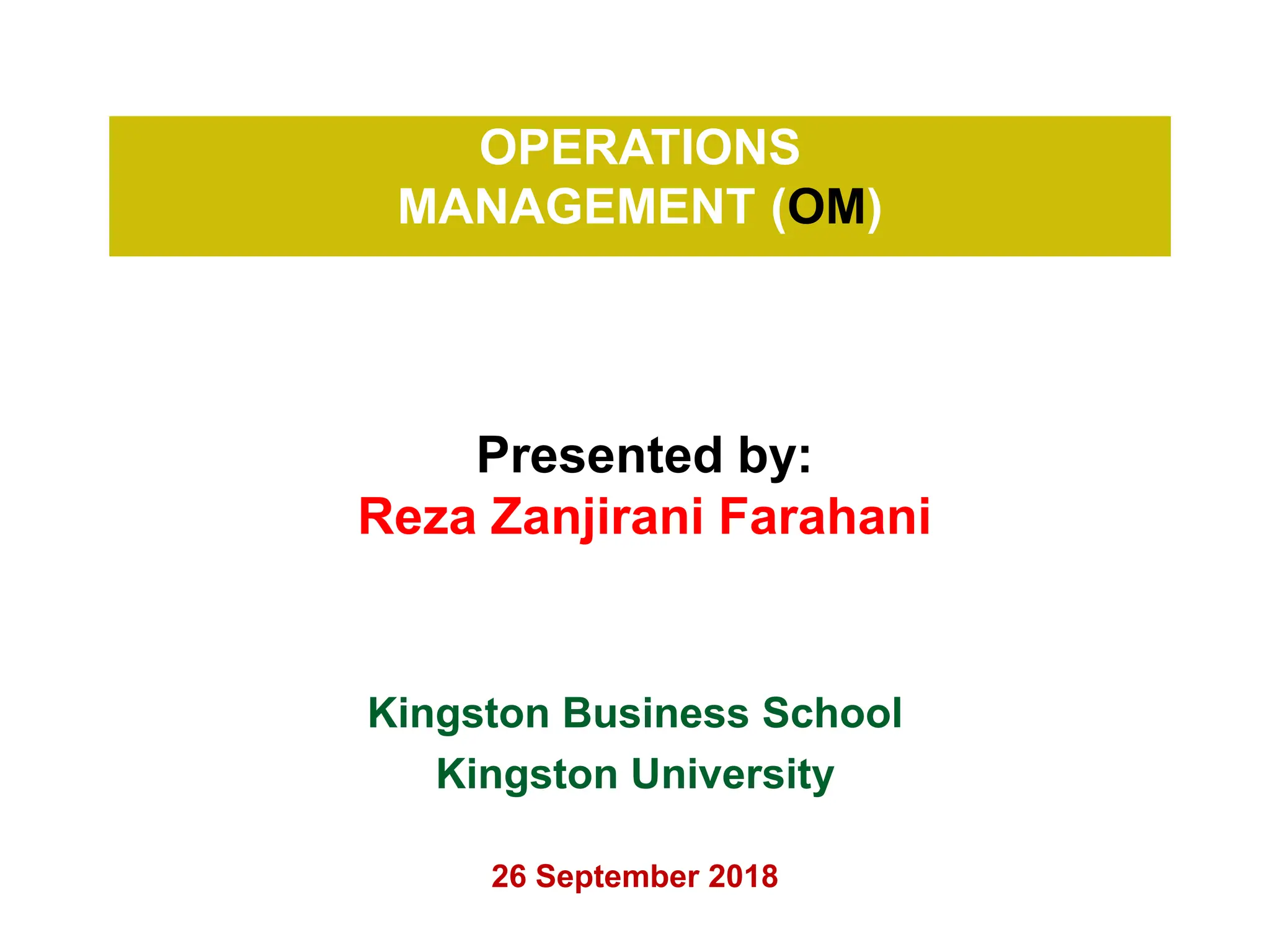 Introduction To Operations Management Functions Ppt