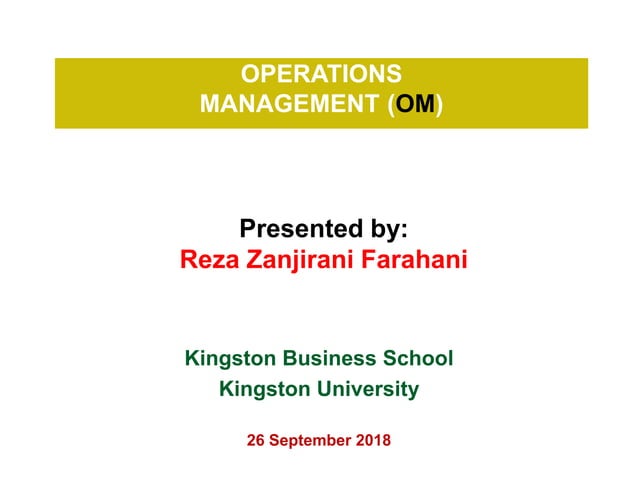 Introduction to Operations Management Functions | PPT