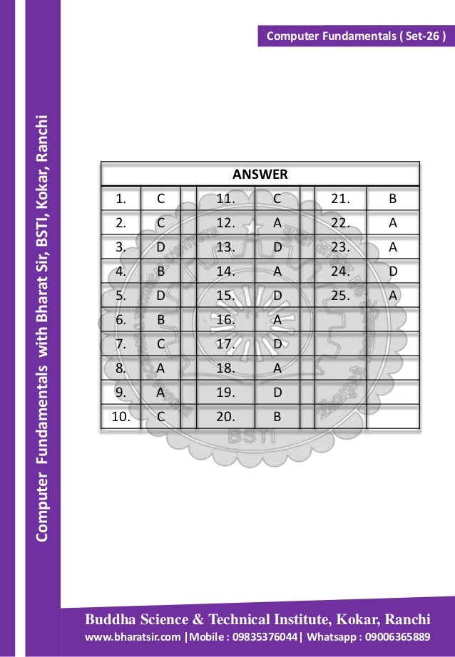 BSTI-BharatSir : Computer Fundamentals Set-26 | PDF