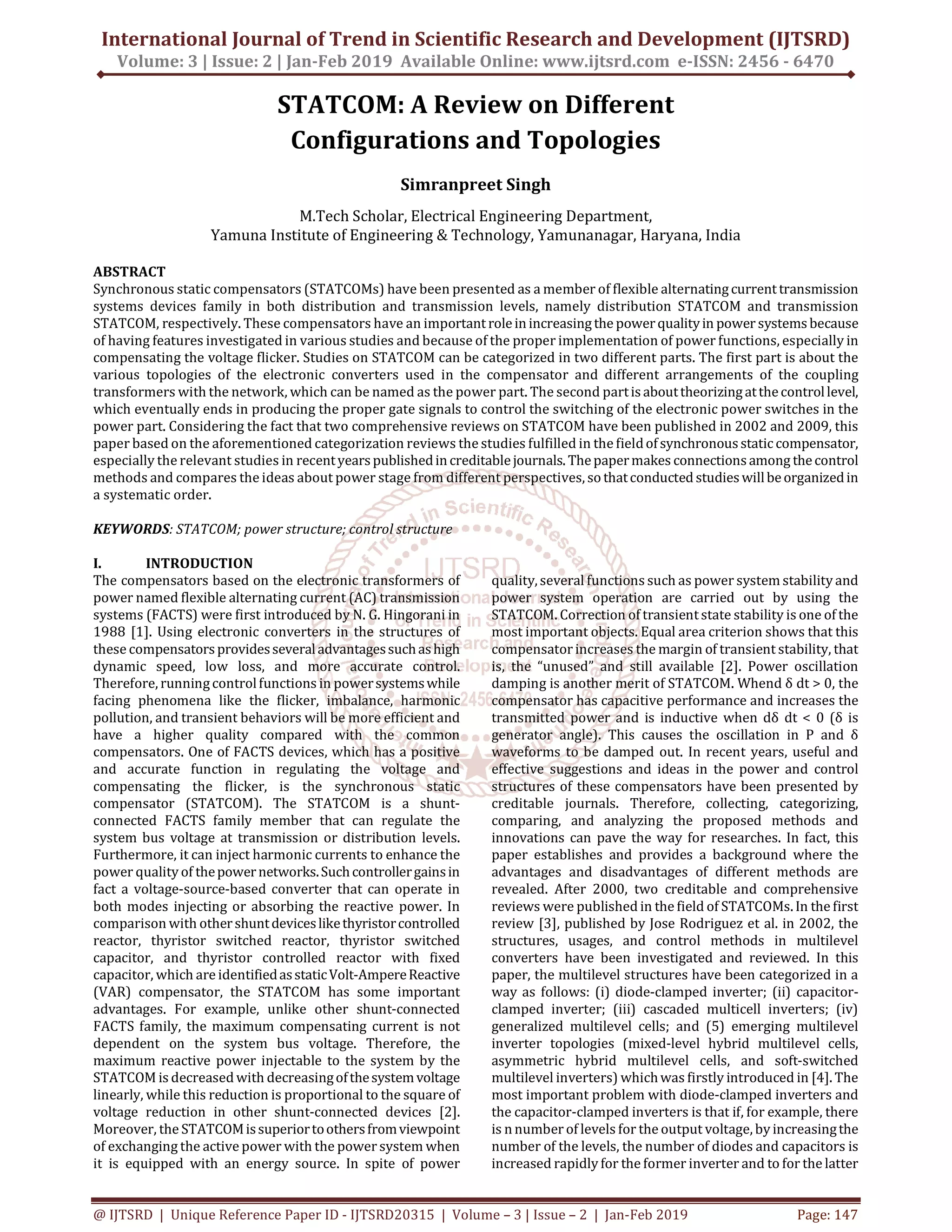 STATCOM A Review on Different Configurations and Topologies | PDF | Technology & Computing