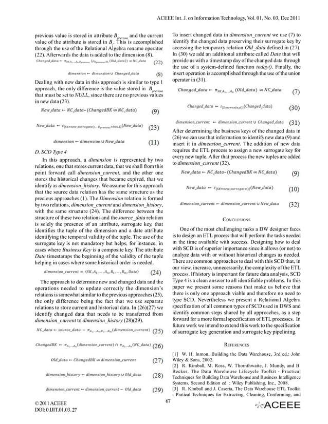 Slowly Changing Dimensions Specification a Relational Algebra Approach ...