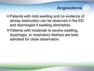 Anaphylaxis, acute allergic reactions, and angioedema | PPTX