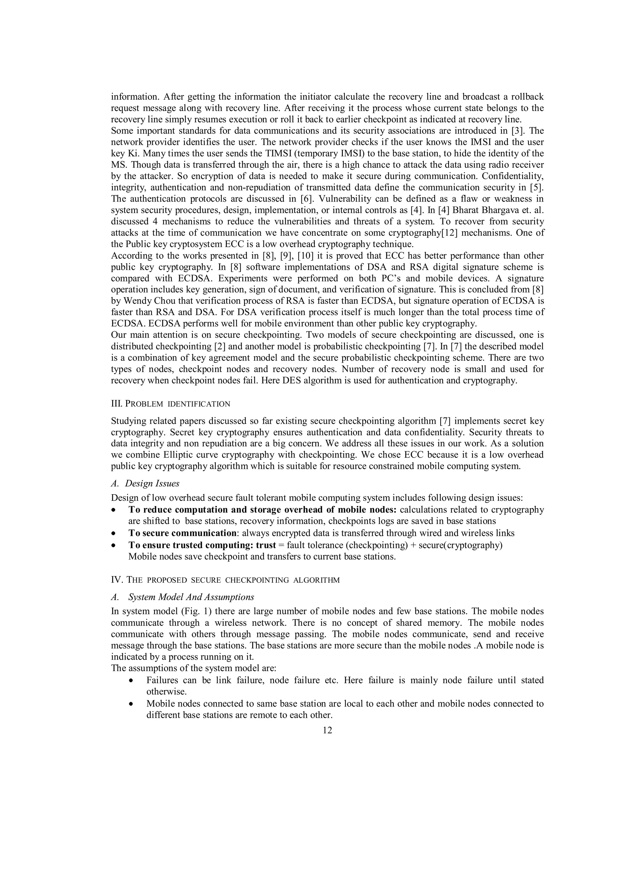 Secure Checkpointing Approach for Mobile Environment | PDF