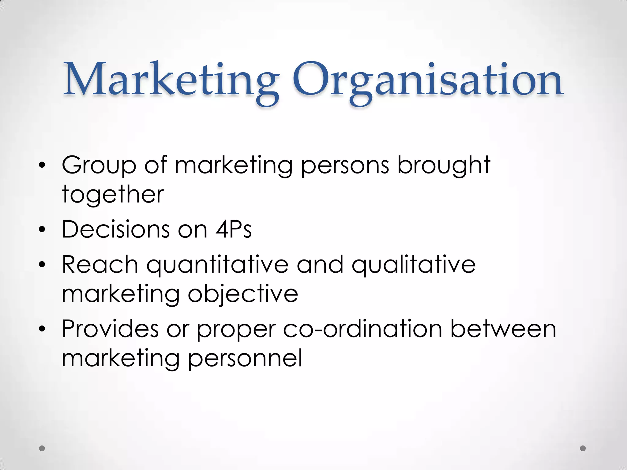 Marketing Organisation | PPT