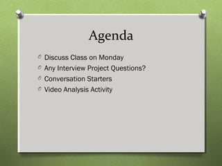 27. conversation starters, interview analysis activity | PPT