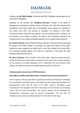 DICV inaugurates bus manufacturing plant and reveals a range of new ...