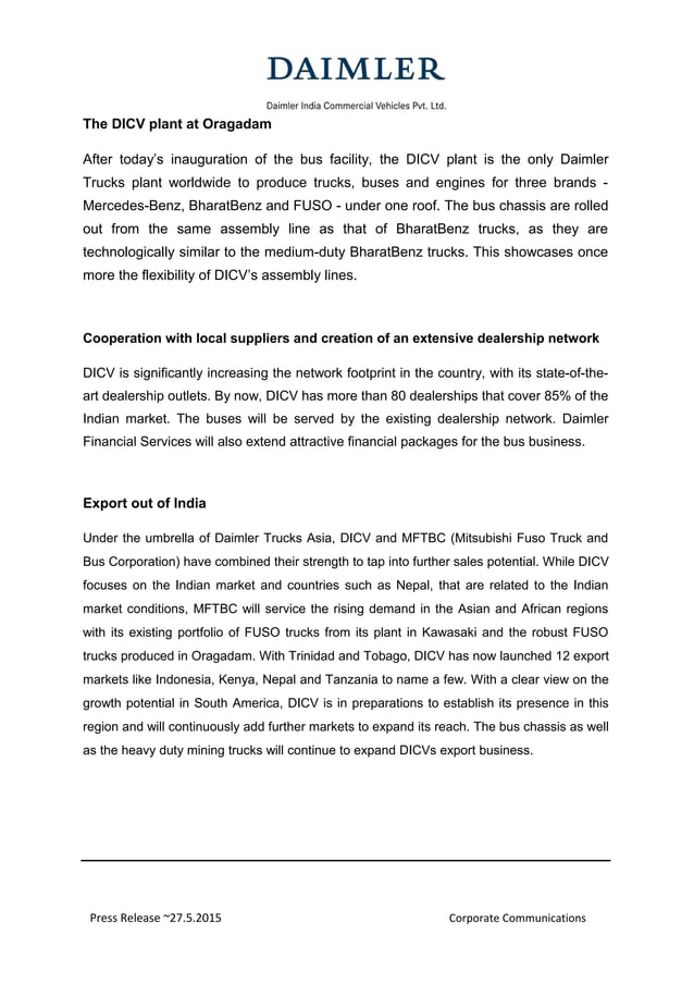 DICV inaugurates bus manufacturing plant and reveals a range of new ...