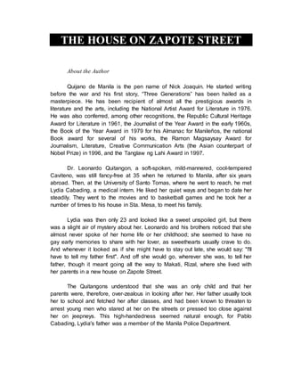The House on Zapote Street | DOCX