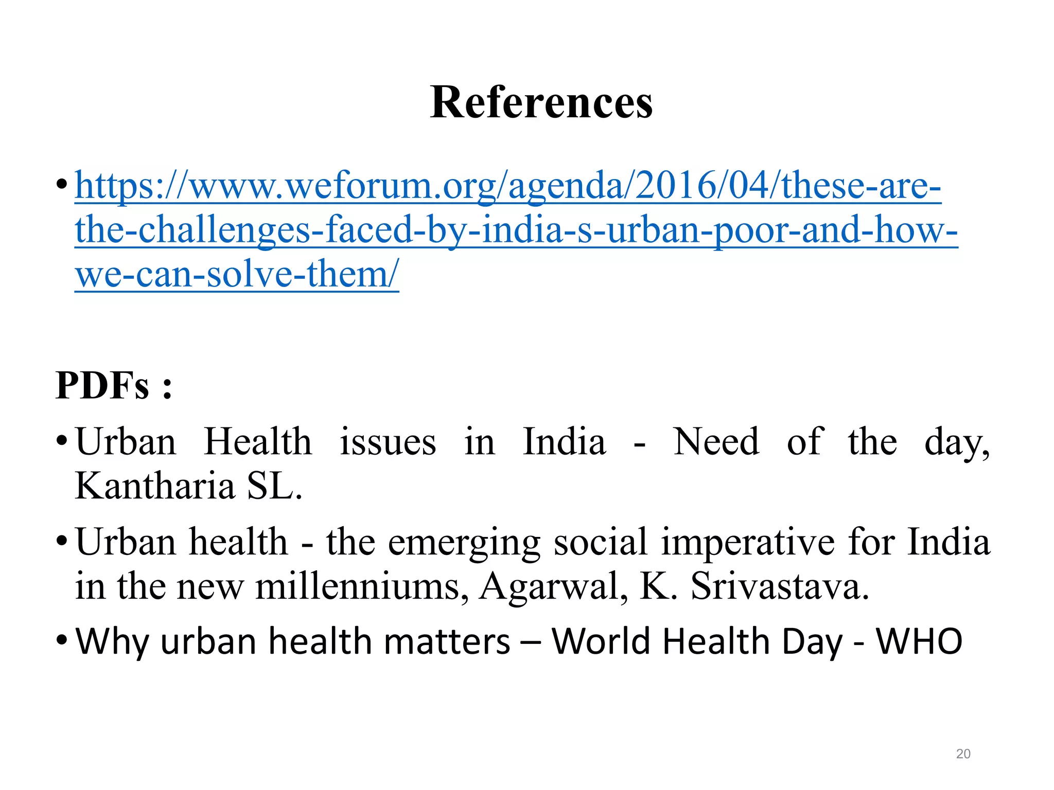 Urban Health Issues in India | PPTX