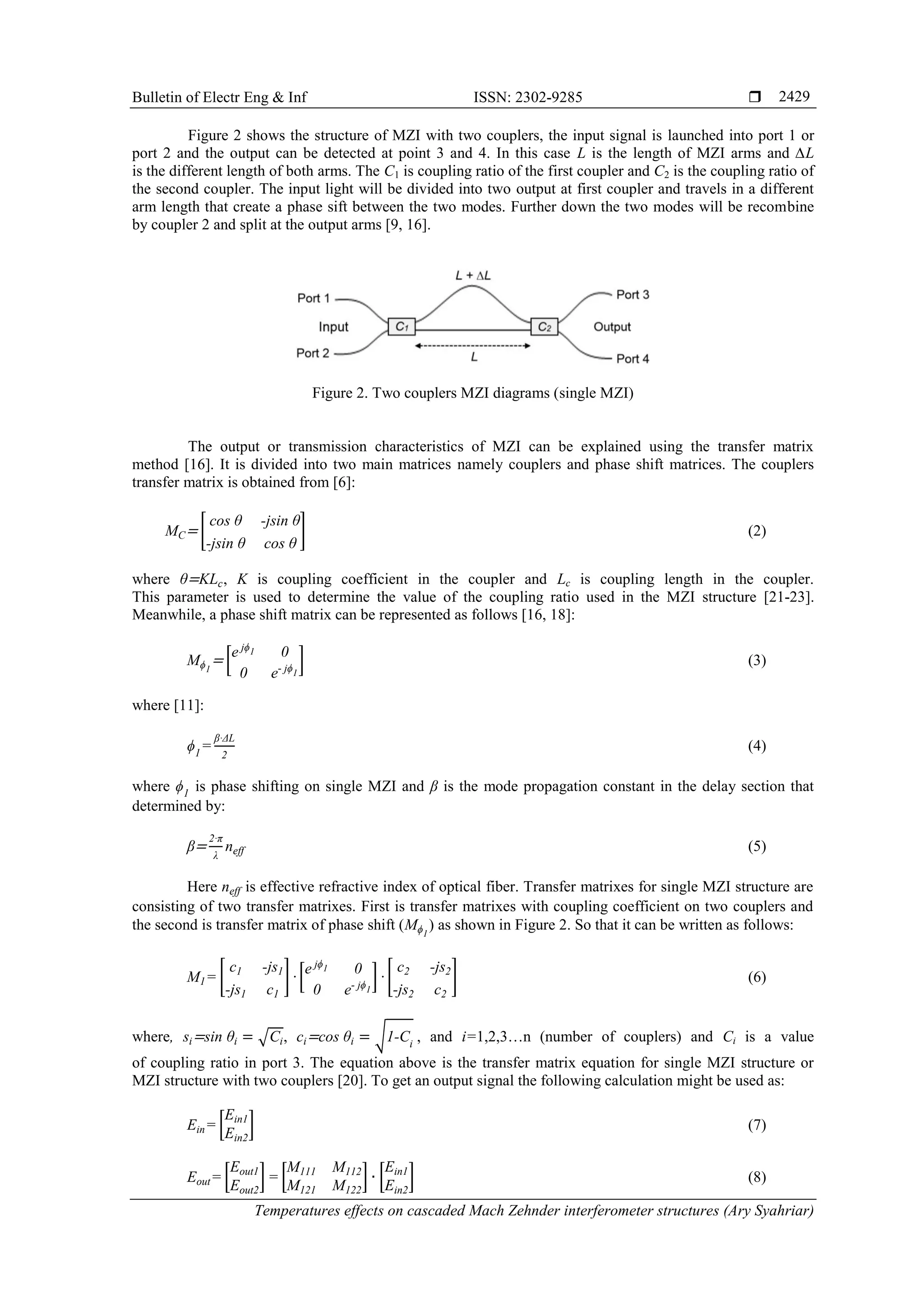 Temperatures effects on cascaded Mach-Zehnder interferometer structures ...
