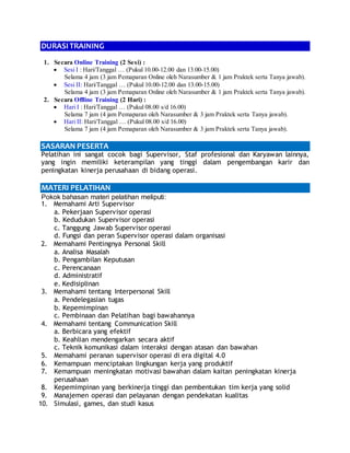 Silabus Training "Operation Supervisory Skills di Era Digital 4.0" | DOCX