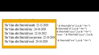 27. mathematical, date and time functions in VB Script | PPT