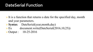 27. mathematical, date and time functions in VB Script | PPT