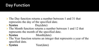 27. mathematical, date and time functions in VB Script | PPT