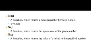 27. mathematical, date and time functions in VB Script | PPT