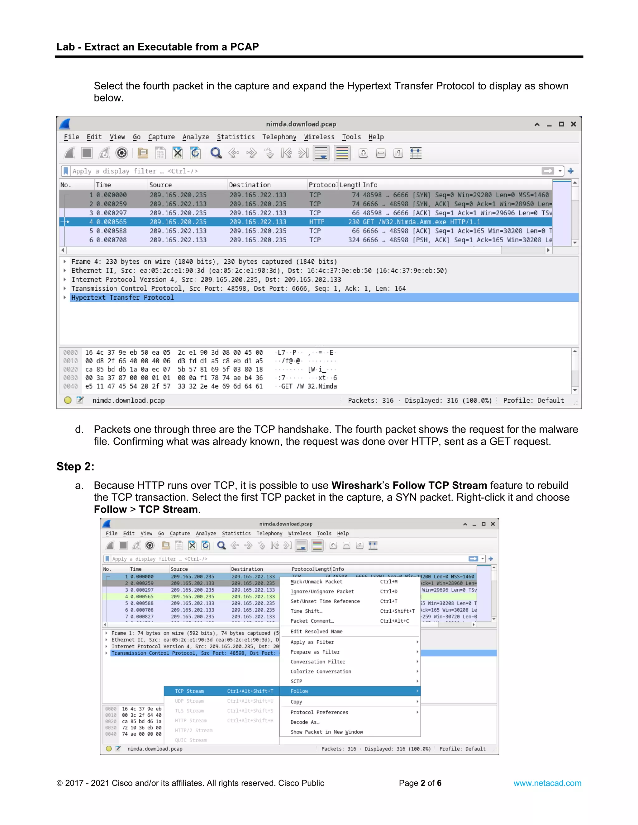 27.2.10 lab extract an executable from a pcap | PDF