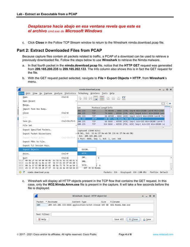 27.2.10 lab extract an executable from a pcap | PDF