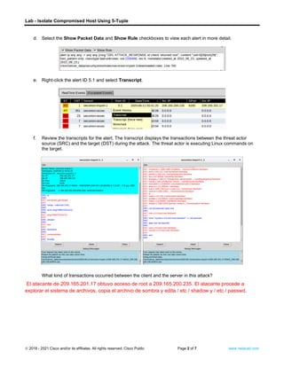 27.2.14 lab isolate compromised host using 5-tuple | PDF